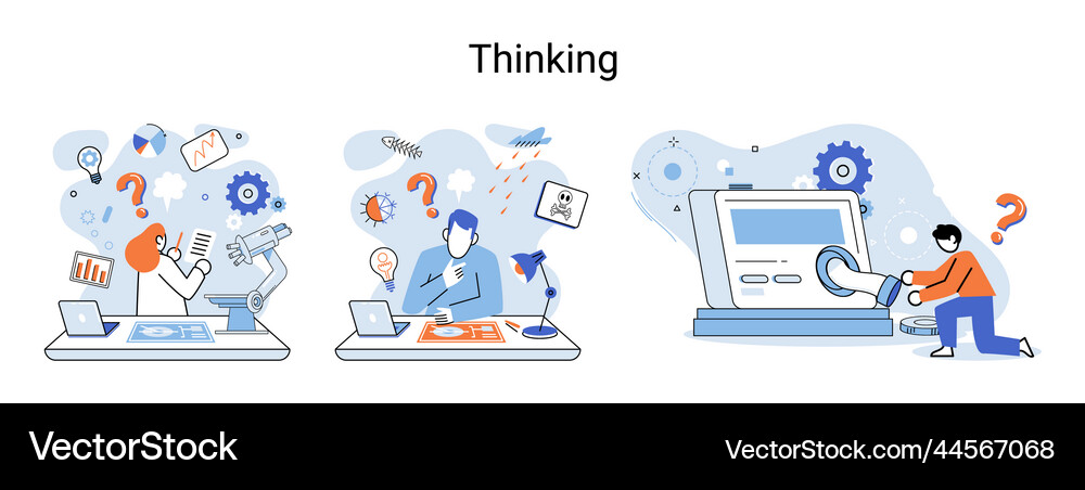 Problem solving concept man wondering or thinking Vector Image