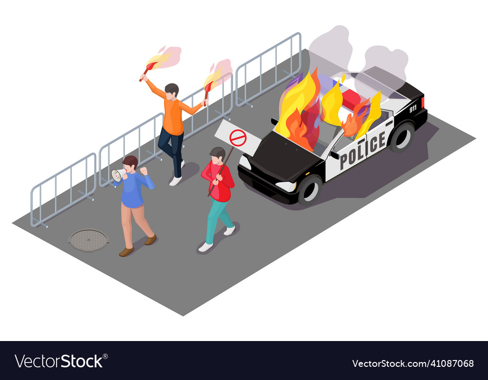 Protest action isometric Royalty Free Vector Image