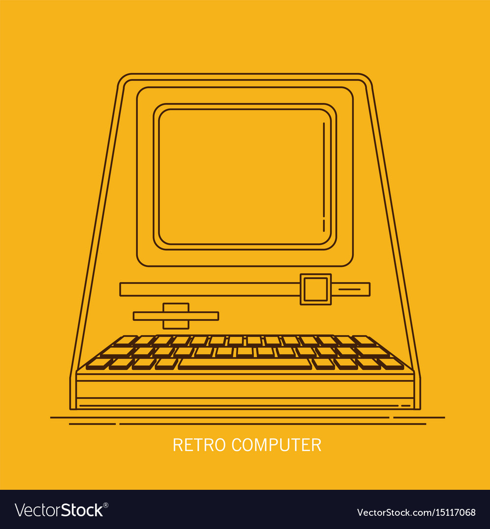 Retro computer flat Royalty Free Vector Image - VectorStock