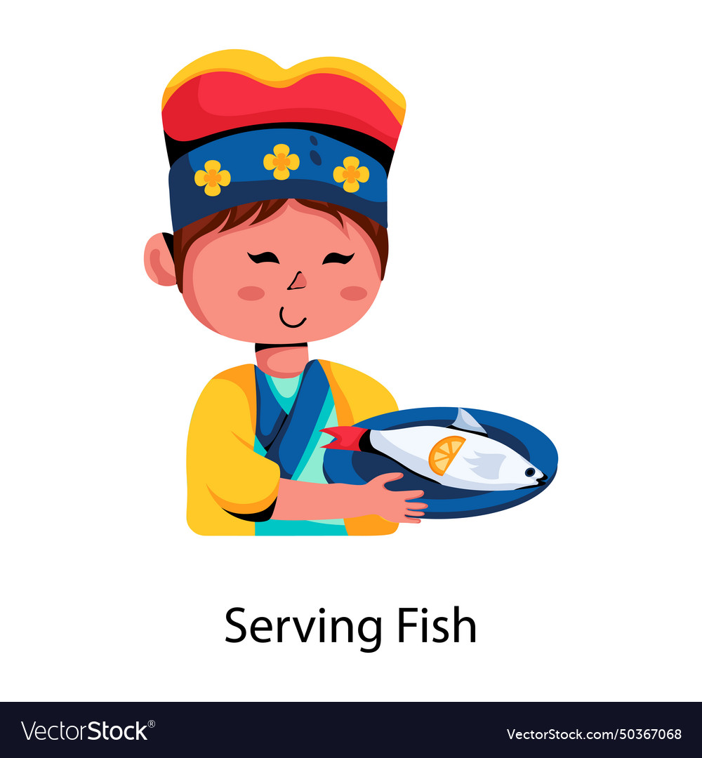 Serving fish Royalty Free Vector Image - VectorStock