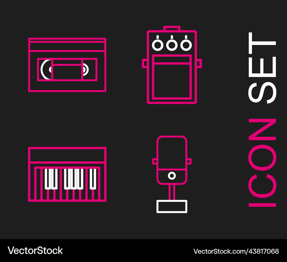 Set line microphone music synthesizer guitar Vector Image