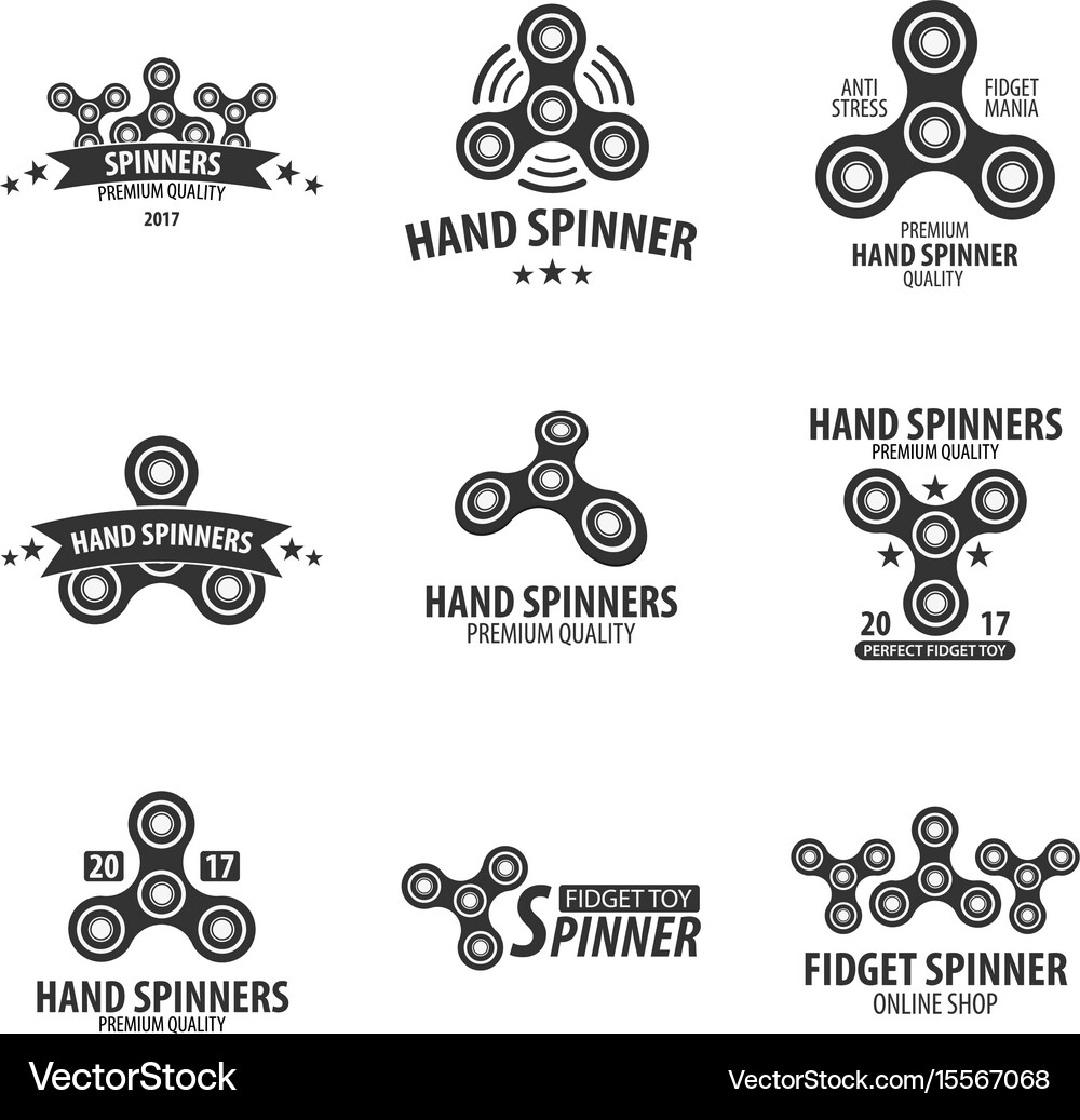 Set of hand spinner logo emblems and icon fidget Vector Image