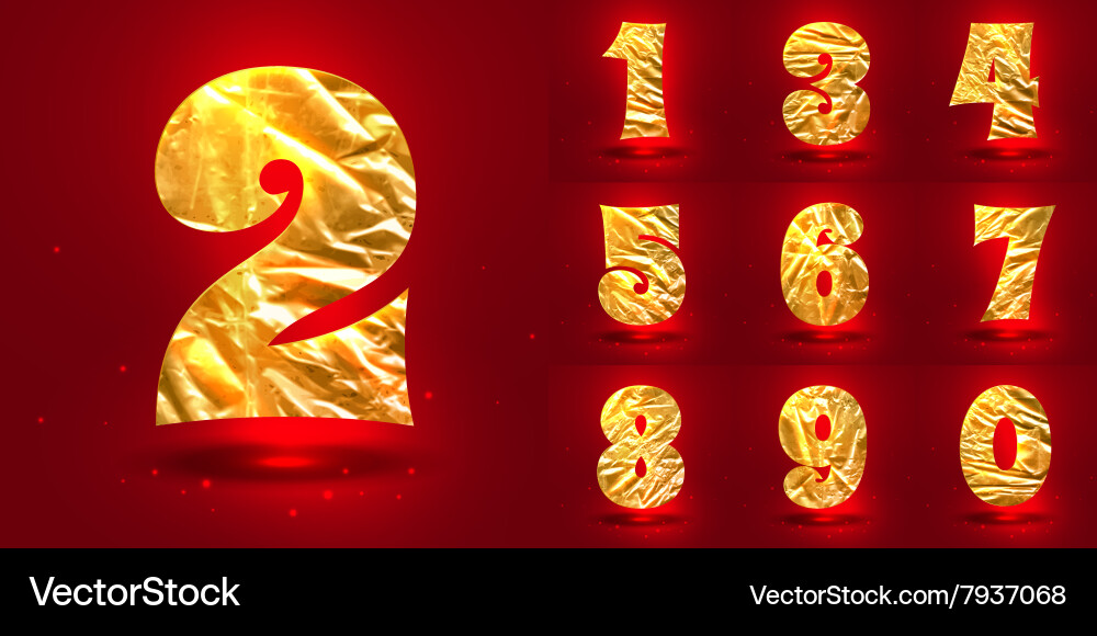 Set of numbers made foil Royalty Free Vector Image