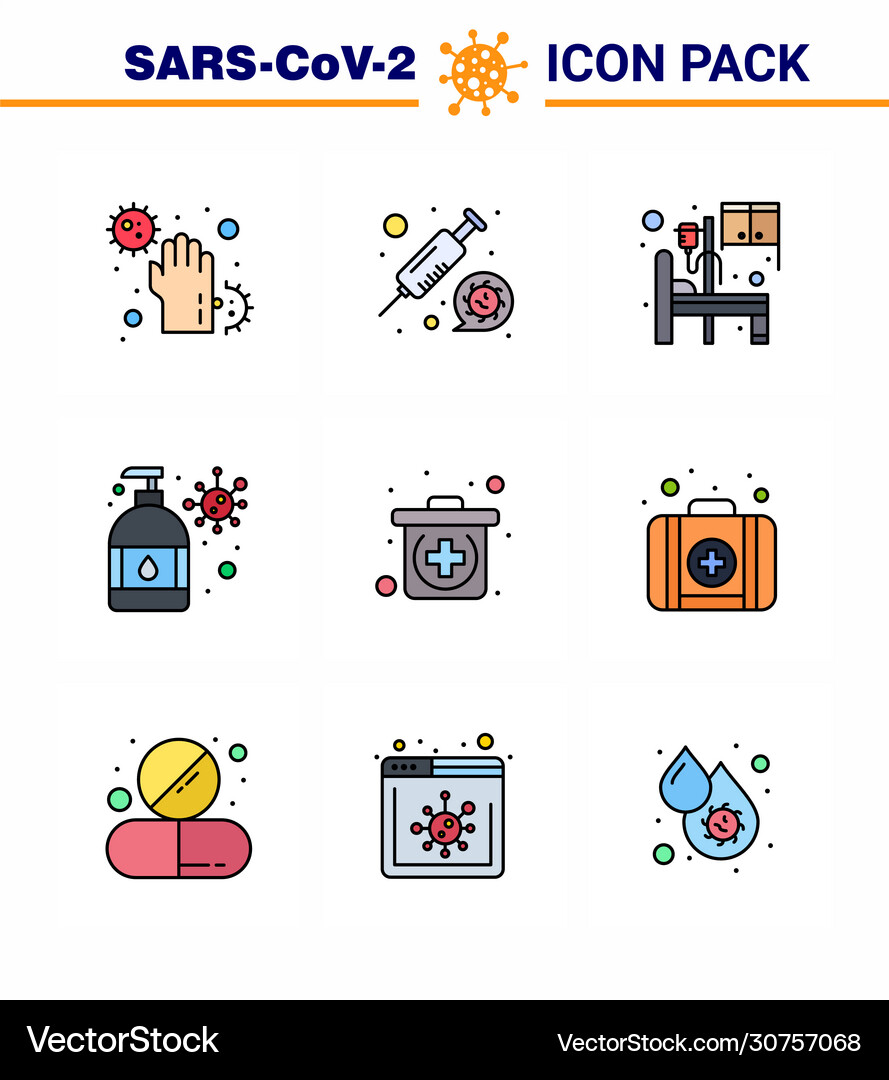 Simple set covid-19 protection blue 25 icon Vector Image