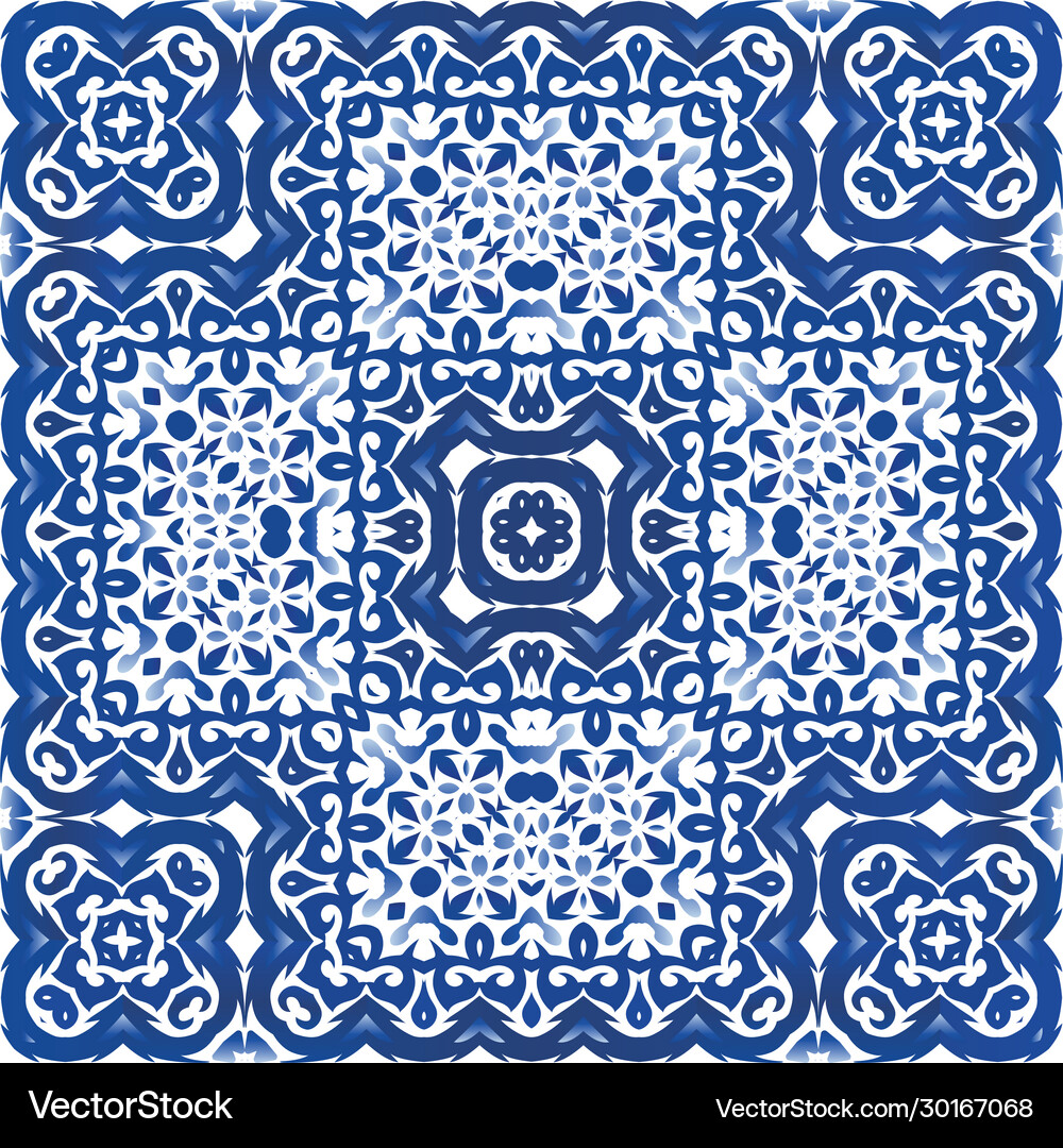 Traditional ornate motive in ceramic tile Vector Image
