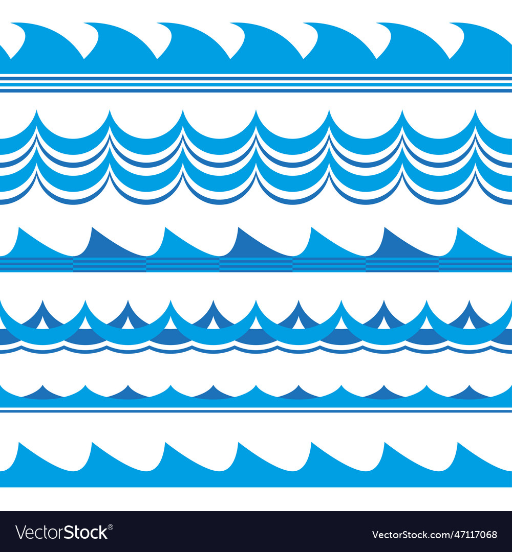 Wave set waves seamless pattern sea ocean waves Vector Image