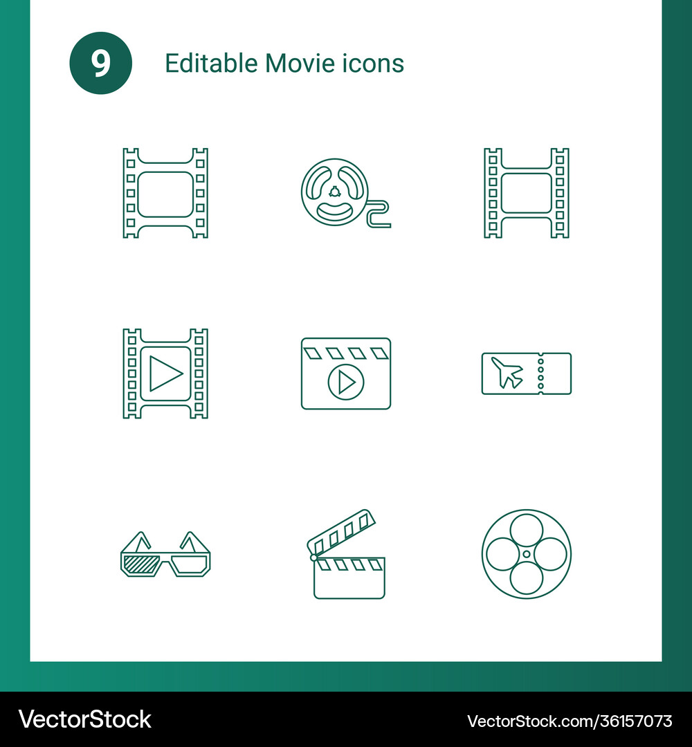 9 movie icons Royalty Free Vector Image - VectorStock