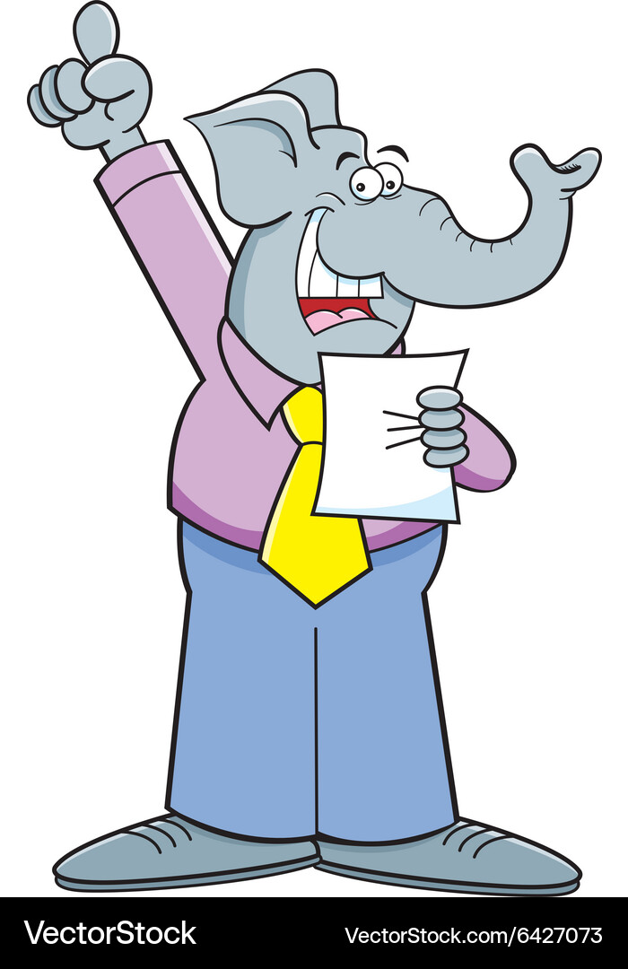 Cartoon elephant talking with hand in air Vector Image