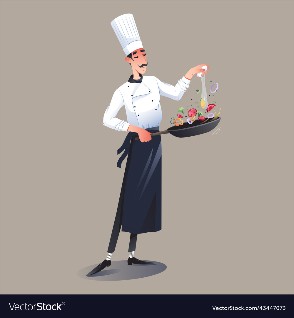 Chef is cooking Royalty Free Vector Image - VectorStock