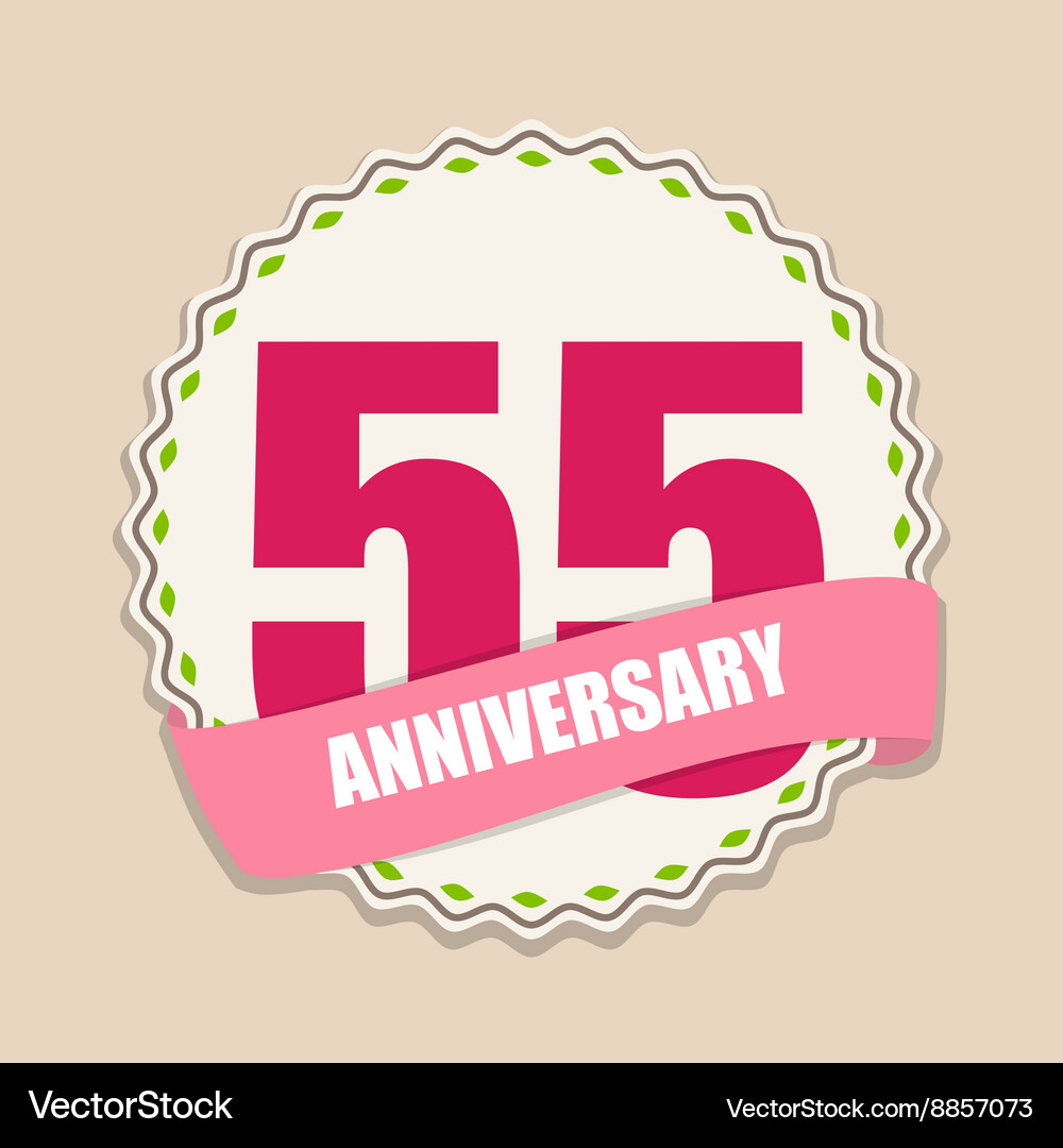 Cute template 55 years anniversary sign Royalty Free Vector