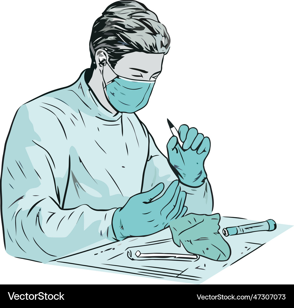 Doctor drawing surgical with syringe technology Vector Image
