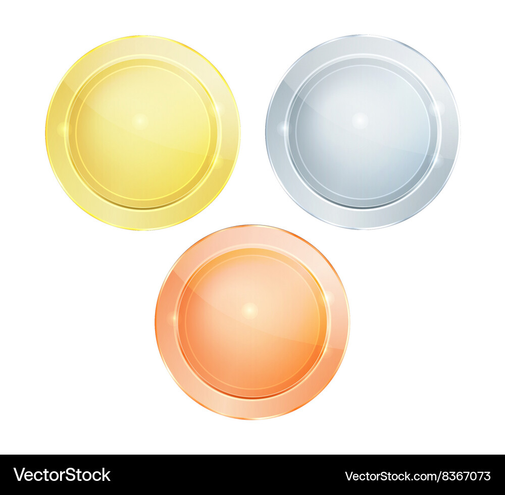 Empty glossy polished round discs of gold silver Vector Image