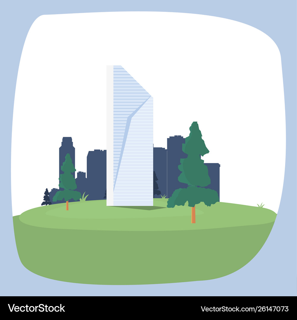 High building city park panorama Royalty Free Vector Image