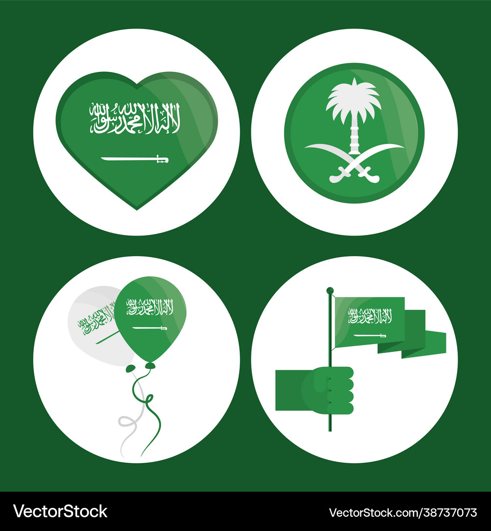 Icons set saudi arabia day Royalty Free Vector Image
