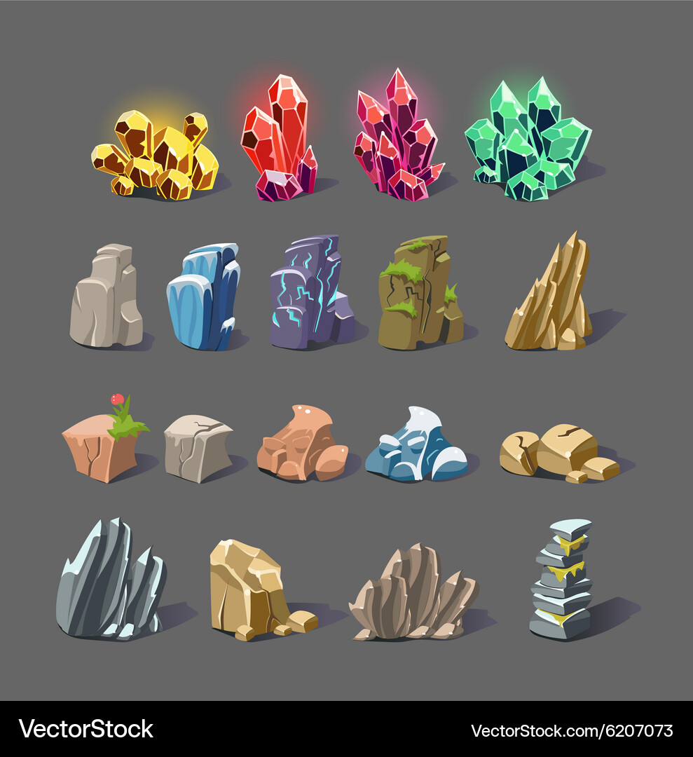 Magic Crystals & Rocks Royalty Free Vector Image