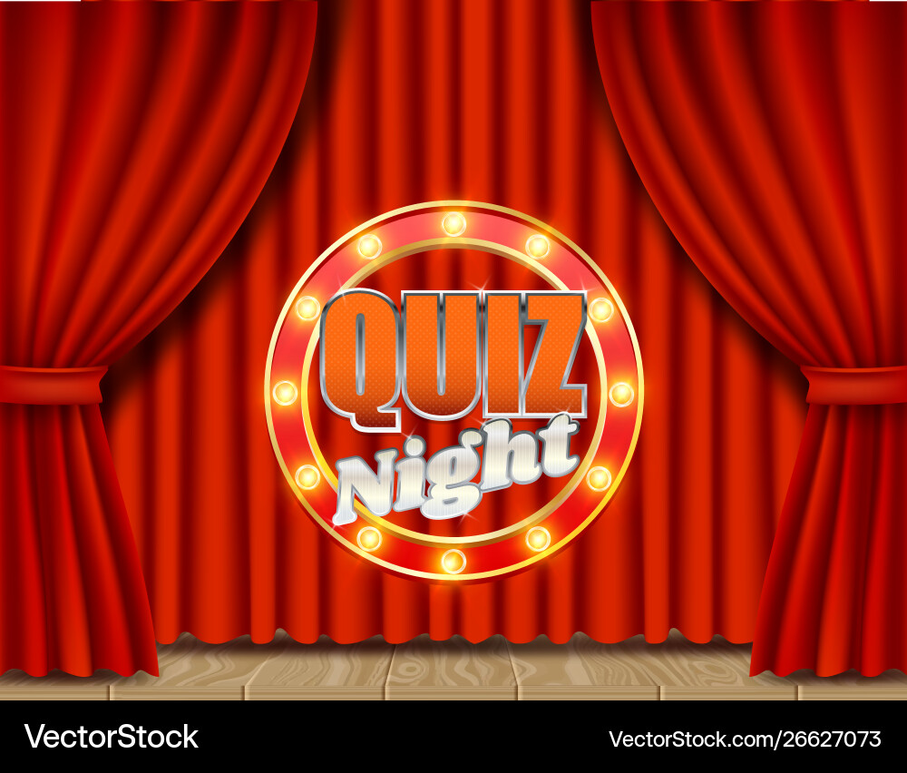 Quiz night retro banner poster design Royalty Free Vector
