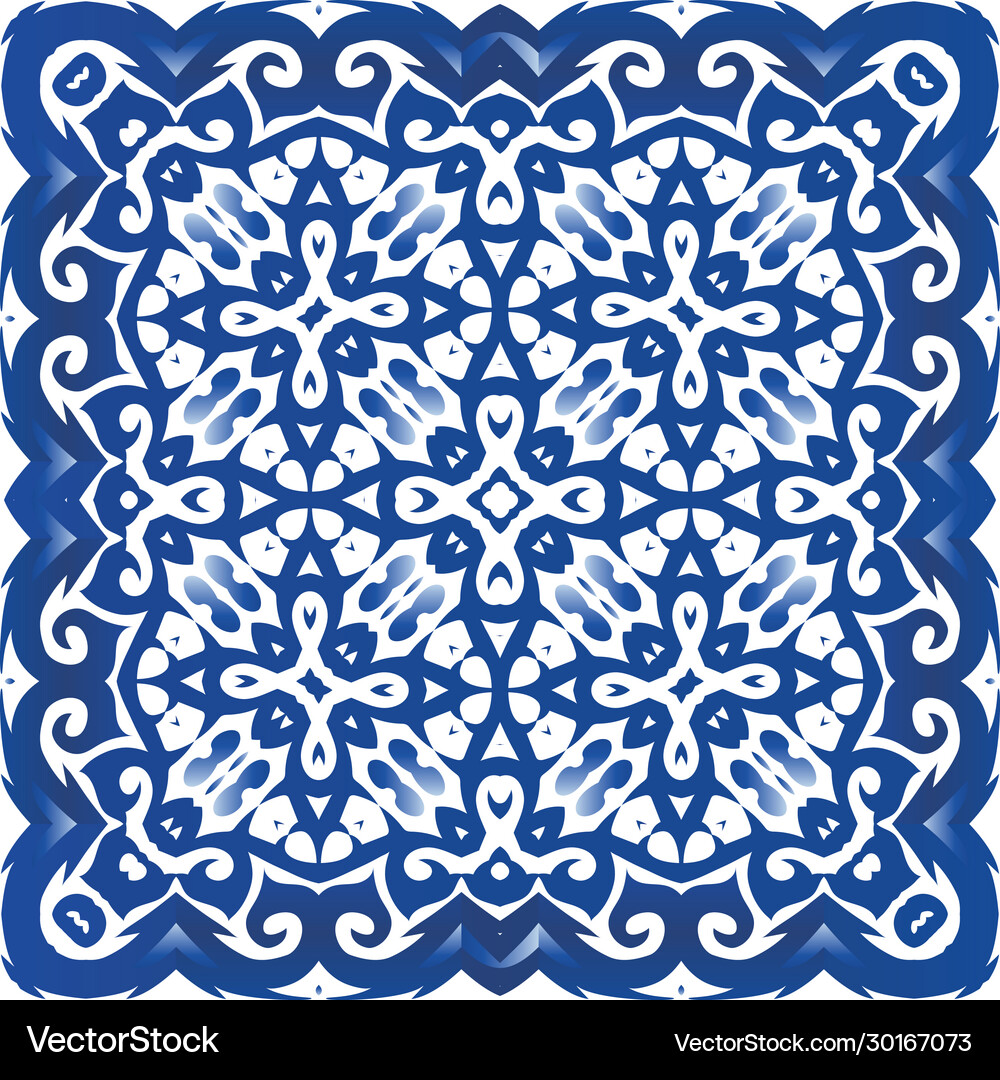Traditional ornate motive in ceramic tile Vector Image