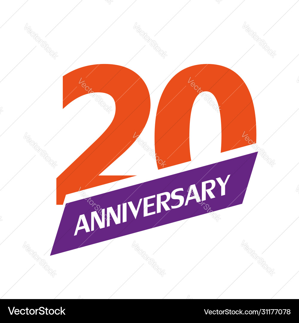 20 years anniversary logo symbol simple Royalty Free Vector