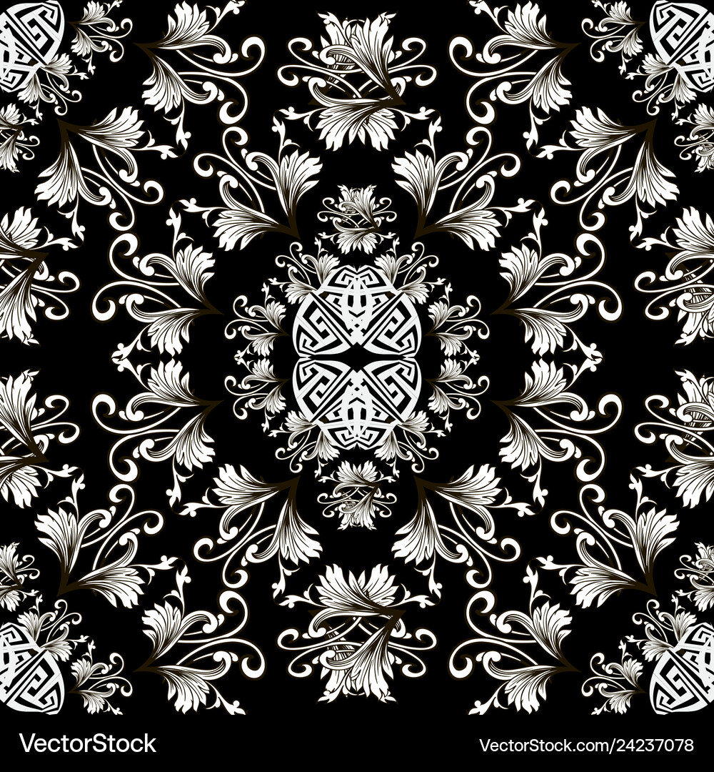 Baroque black and white vintage seamless pattern Vector Image