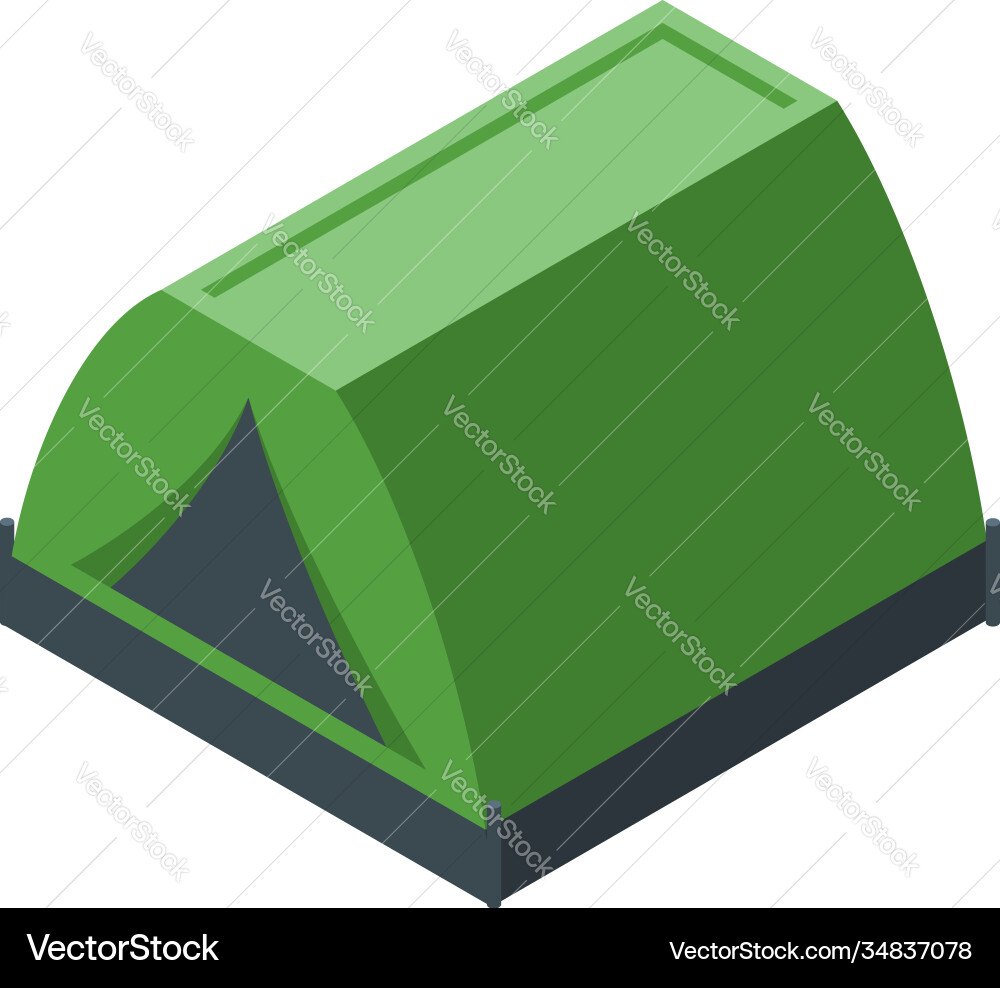 Camp green tent icon isometric style Royalty Free Vector