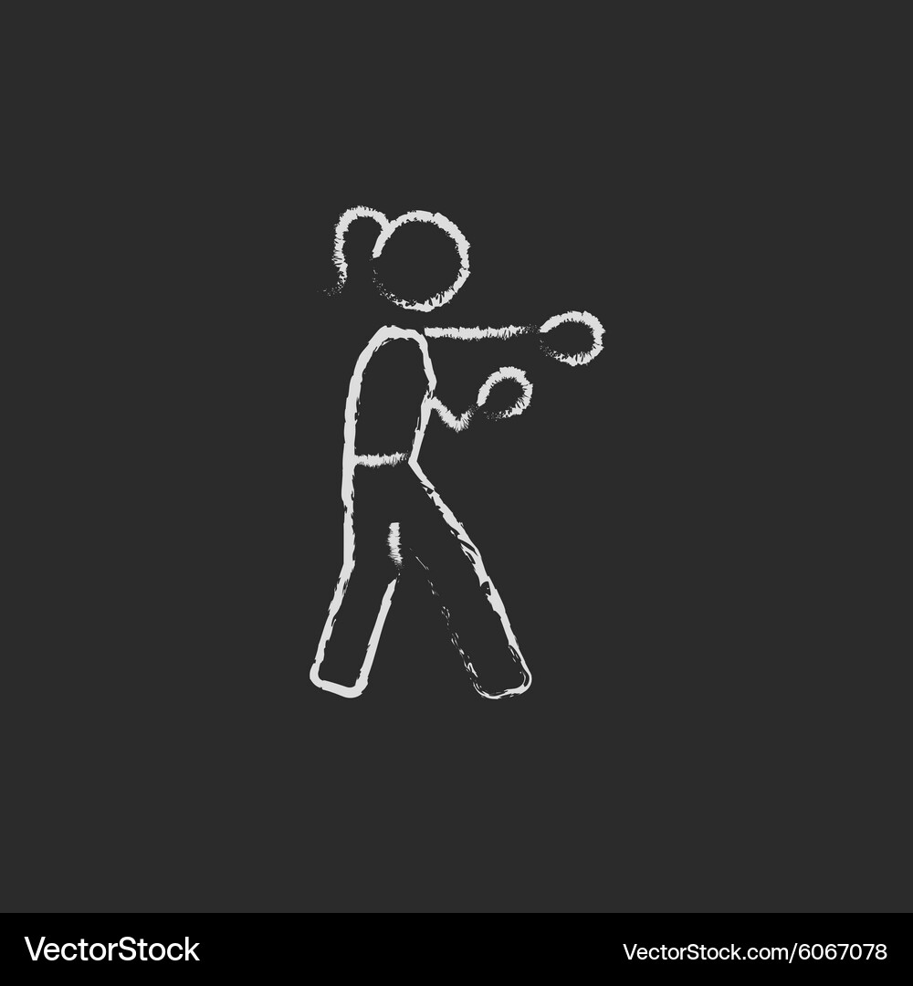 Female boxer icon drawn in chalk Royalty Free Vector Image