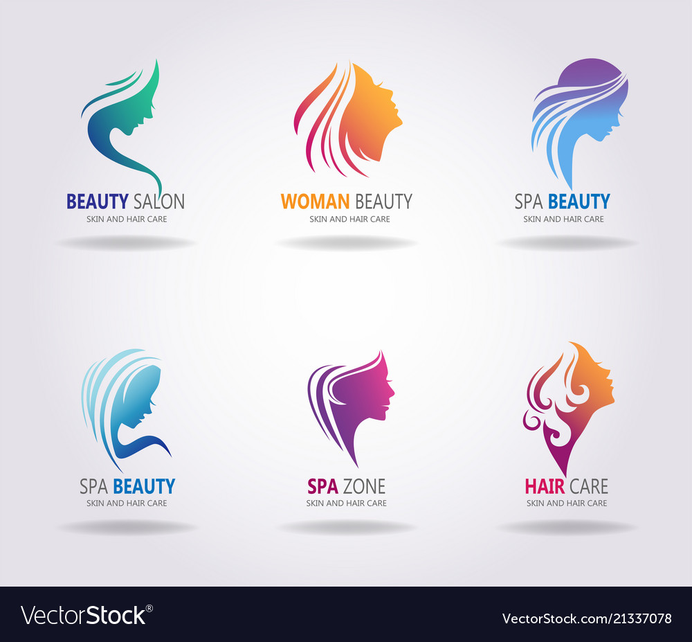 Girls portraits with long beautiful hair Vector Image