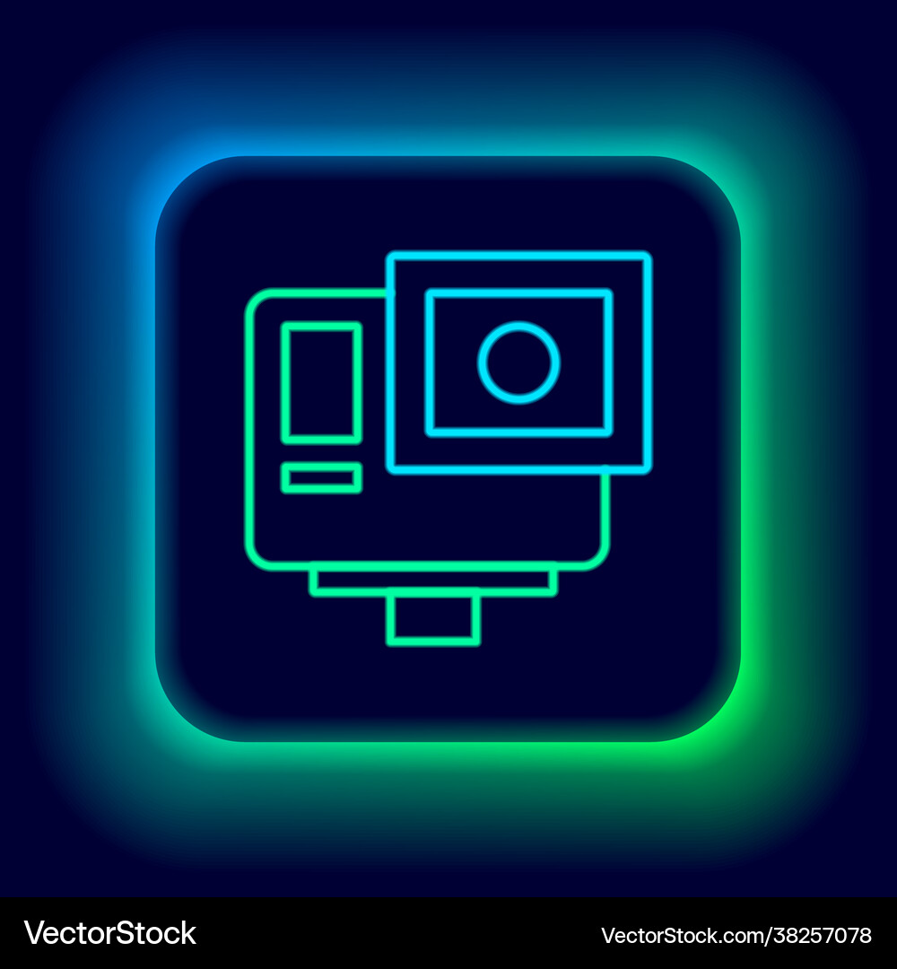 Glowing neon line action extreme camera icon Vector Image