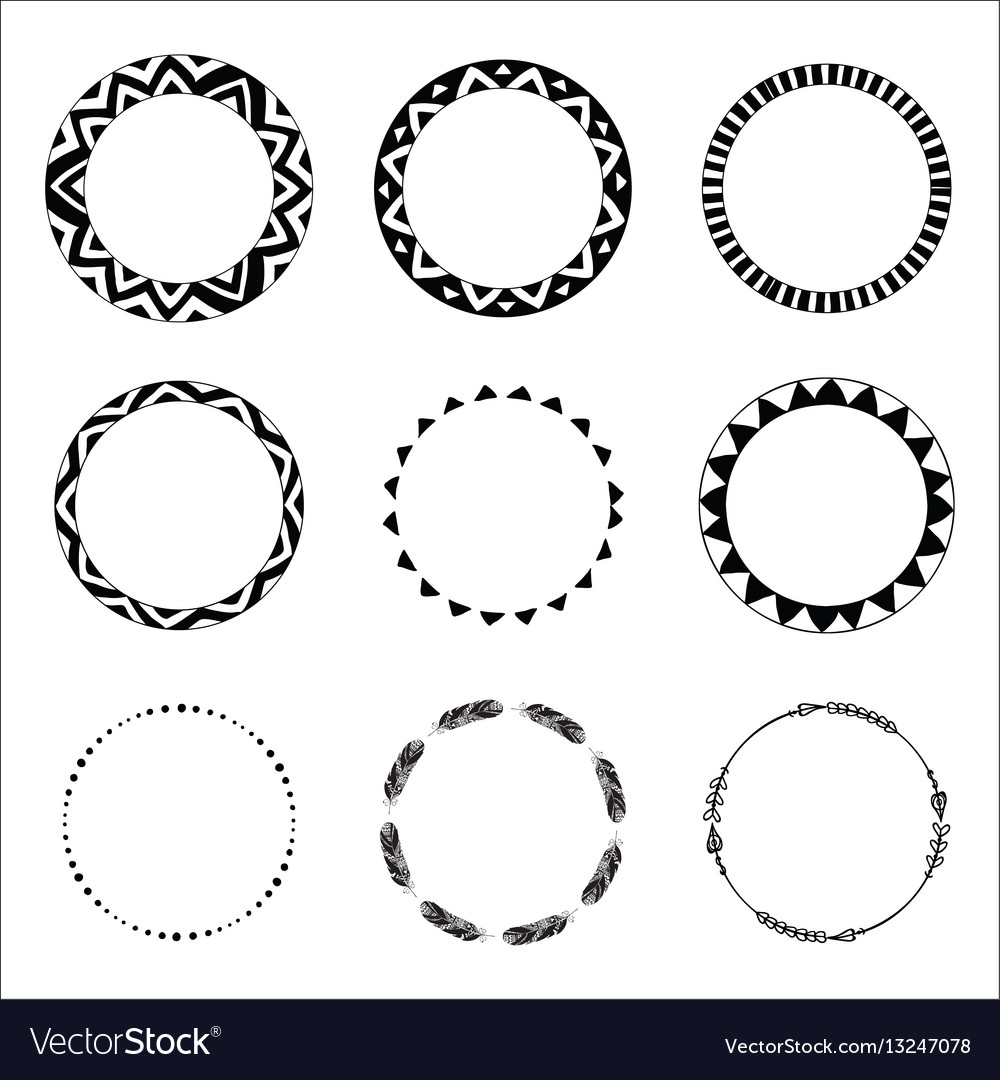 Hand drawn ethnic circles ink collection Vector Image