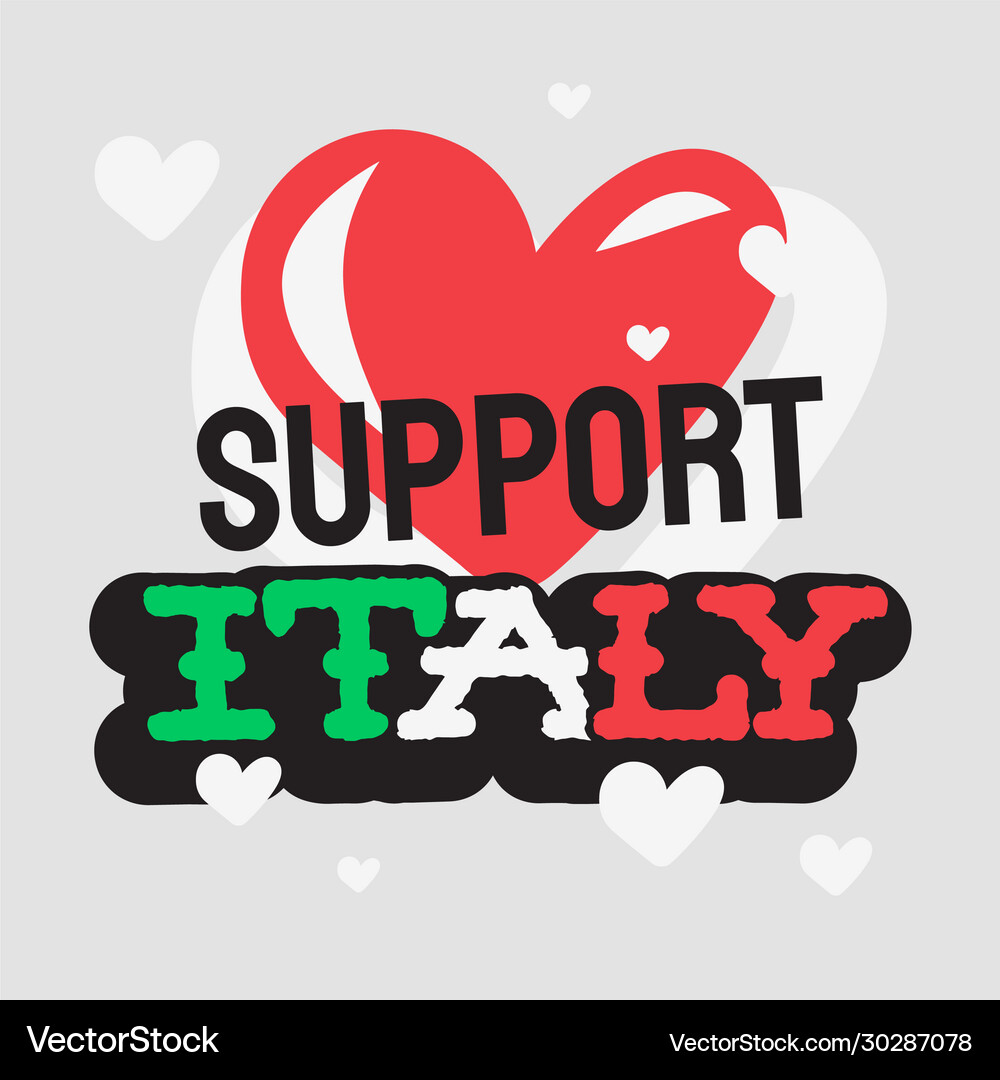 Love you italy support empathy typographic Vector Image