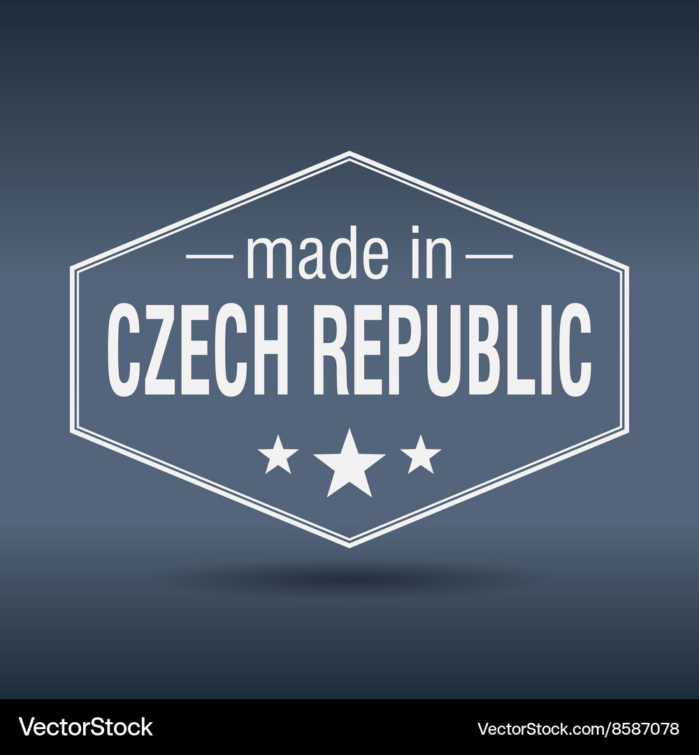 Made in czech republic hexagonal white vintage Vector Image