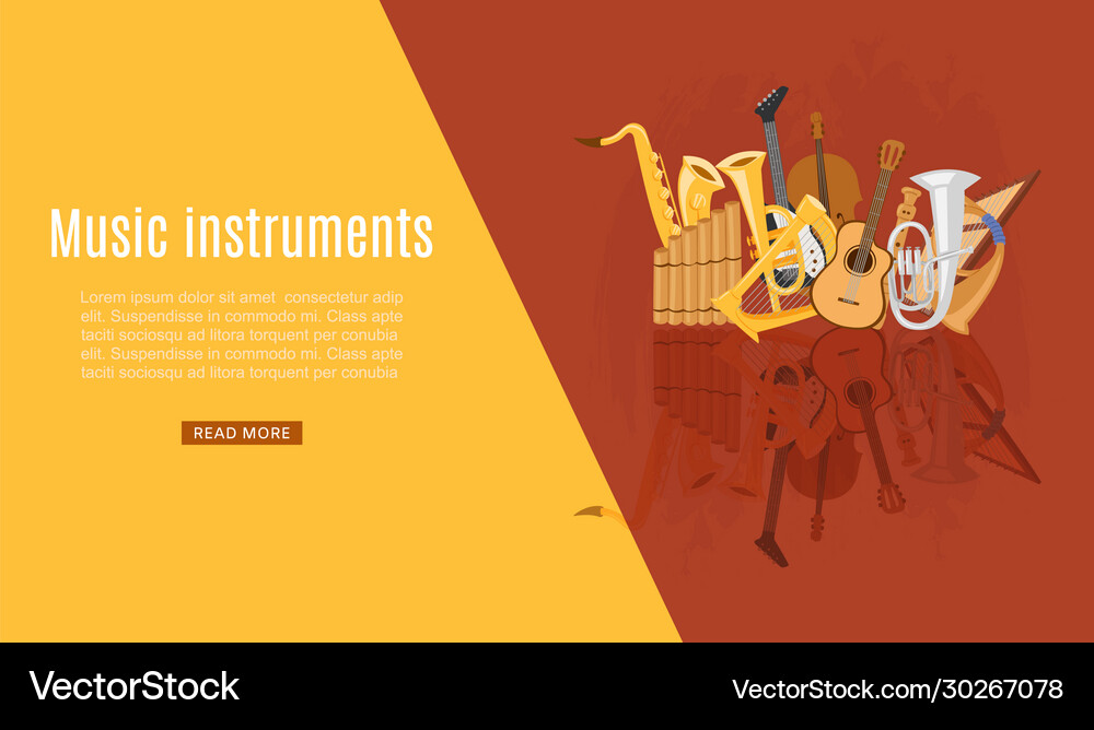 Musical instruments shop web page with guitar Vector Image