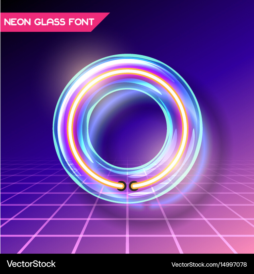 Retro glass neon font Royalty Free Vector Image