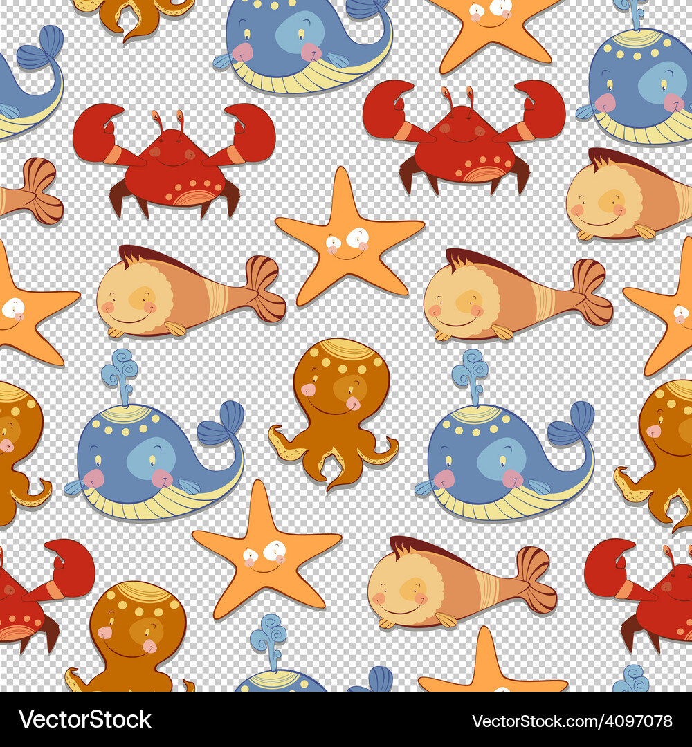 Seamless background of sea creatures Royalty Free Vector