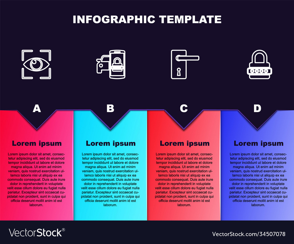 Set Line Eye Scan Smart Car Security System Door Vector Image
