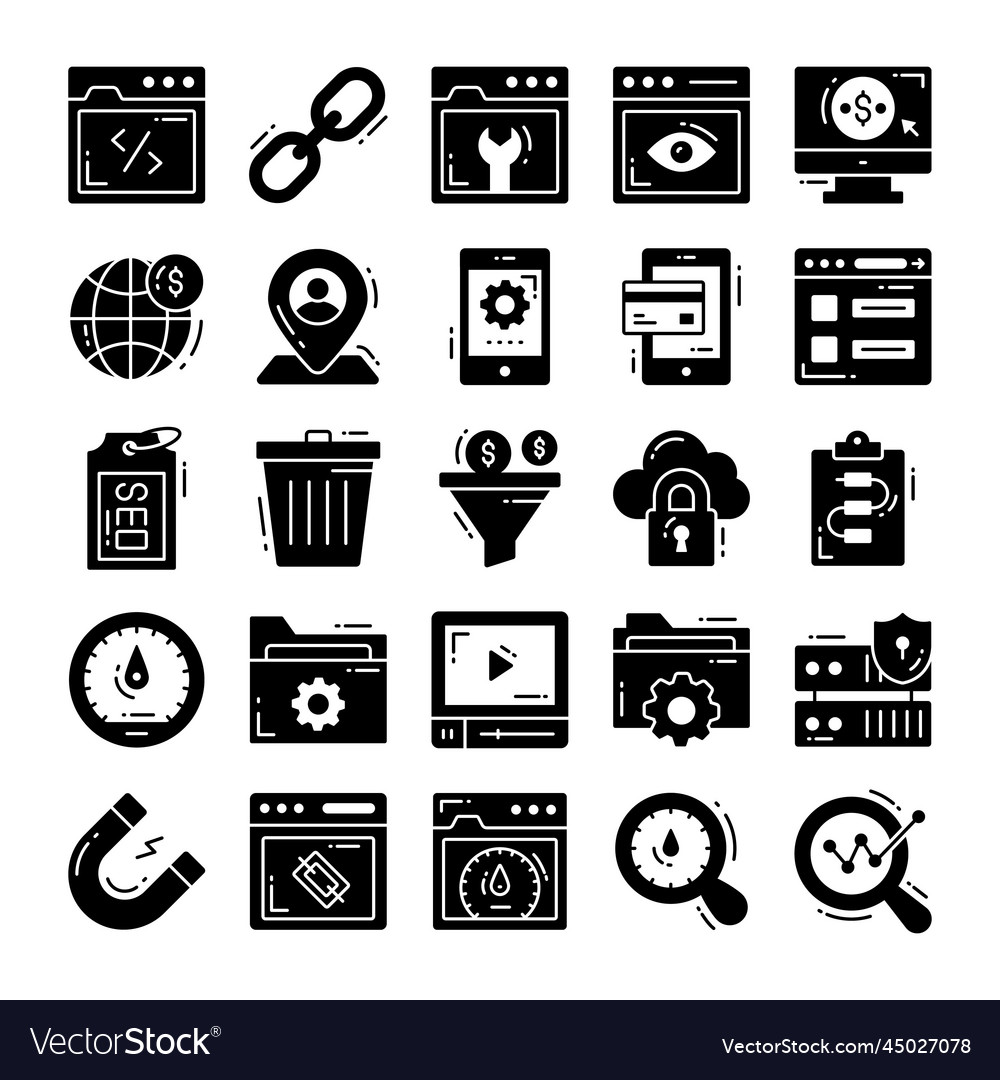 Set of seo icons for web design development seo Vector Image