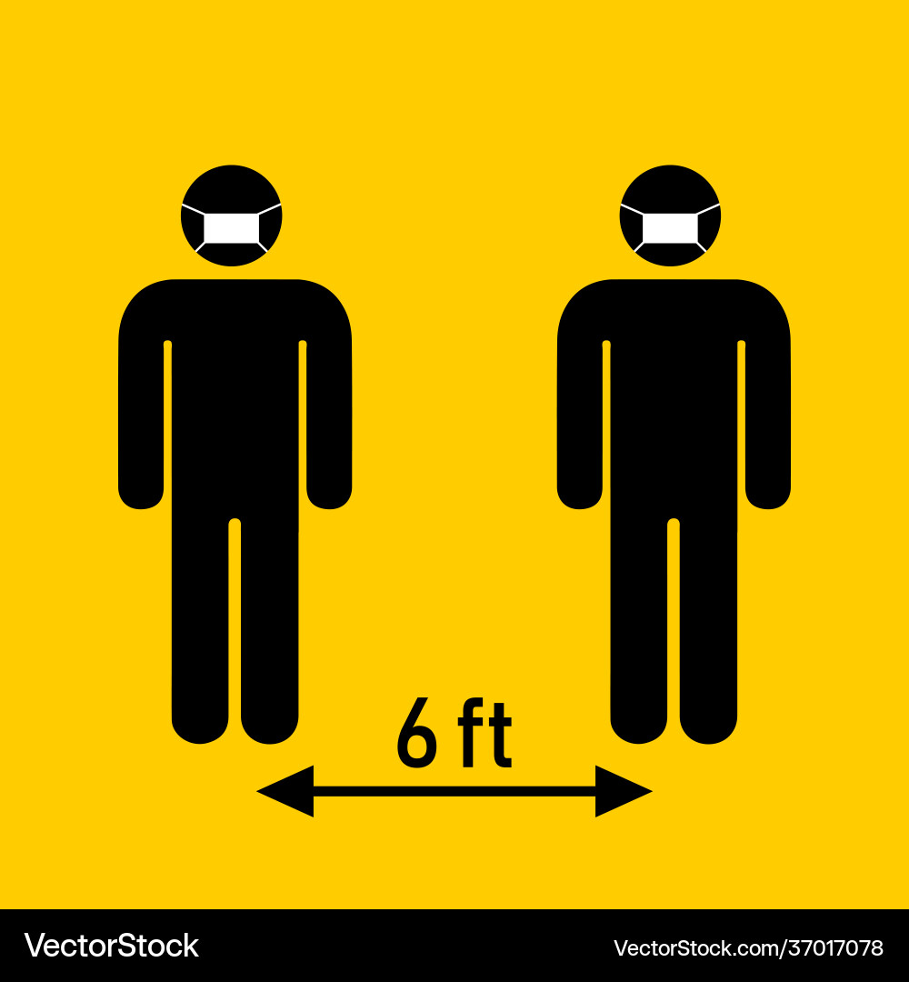 Social distancing keep 6 feet distance Royalty Free Vector