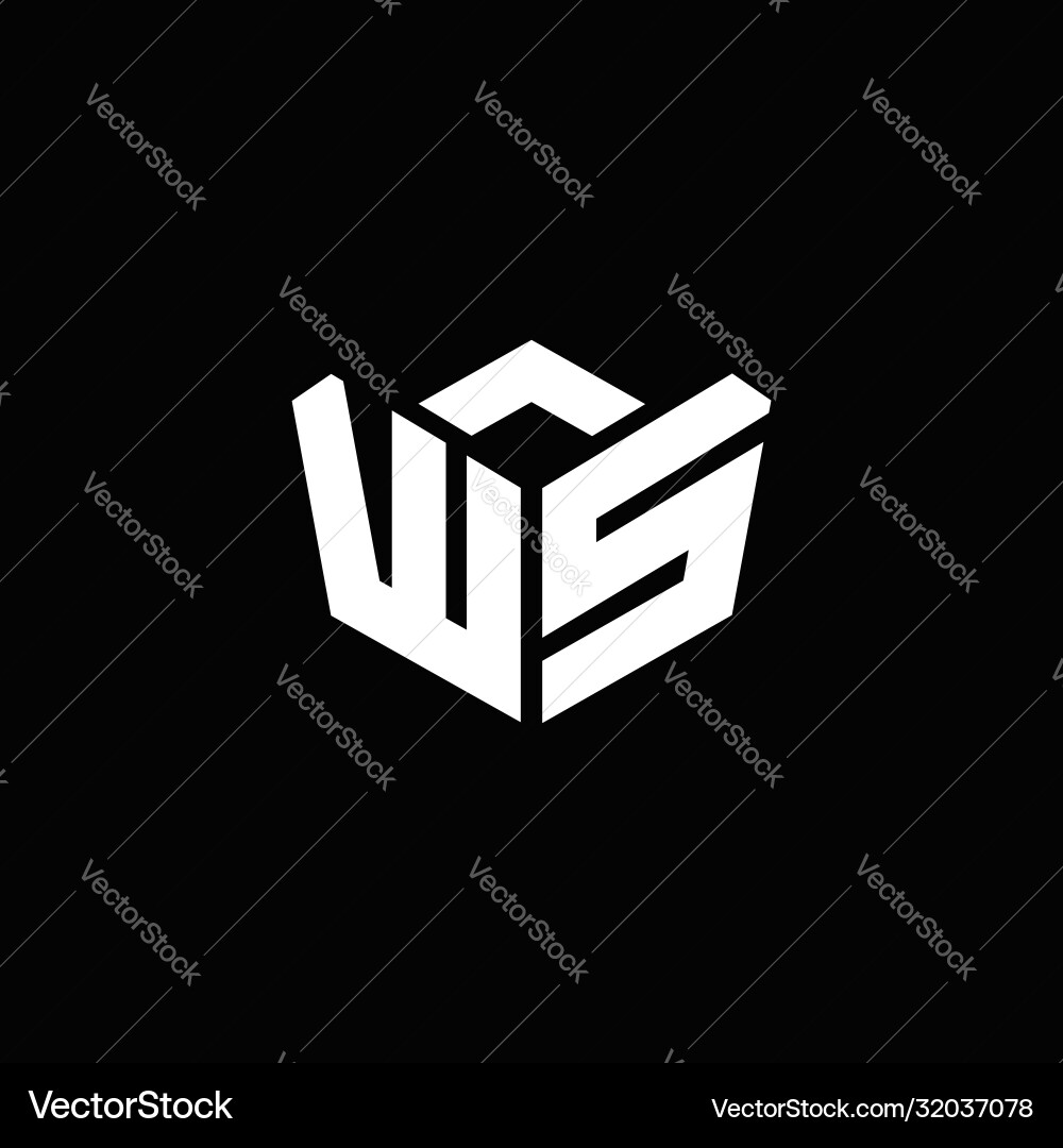 Ws logo monogram with emblem style ribbon design Vector Image