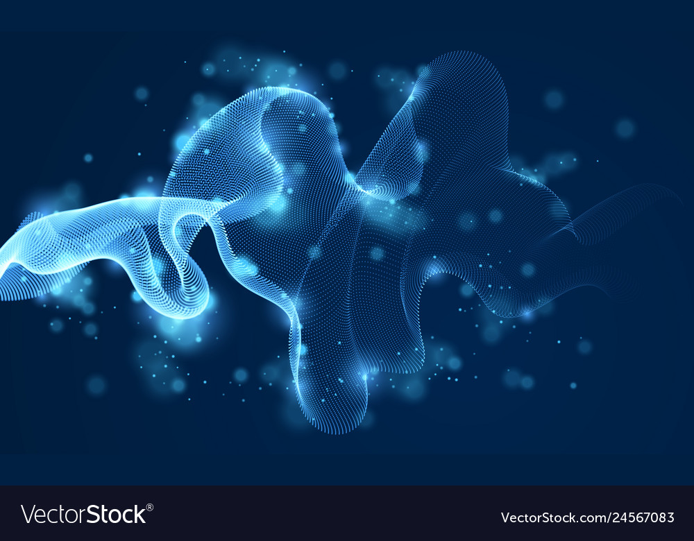 3d particles mesh array sound wave flowing over Vector Image