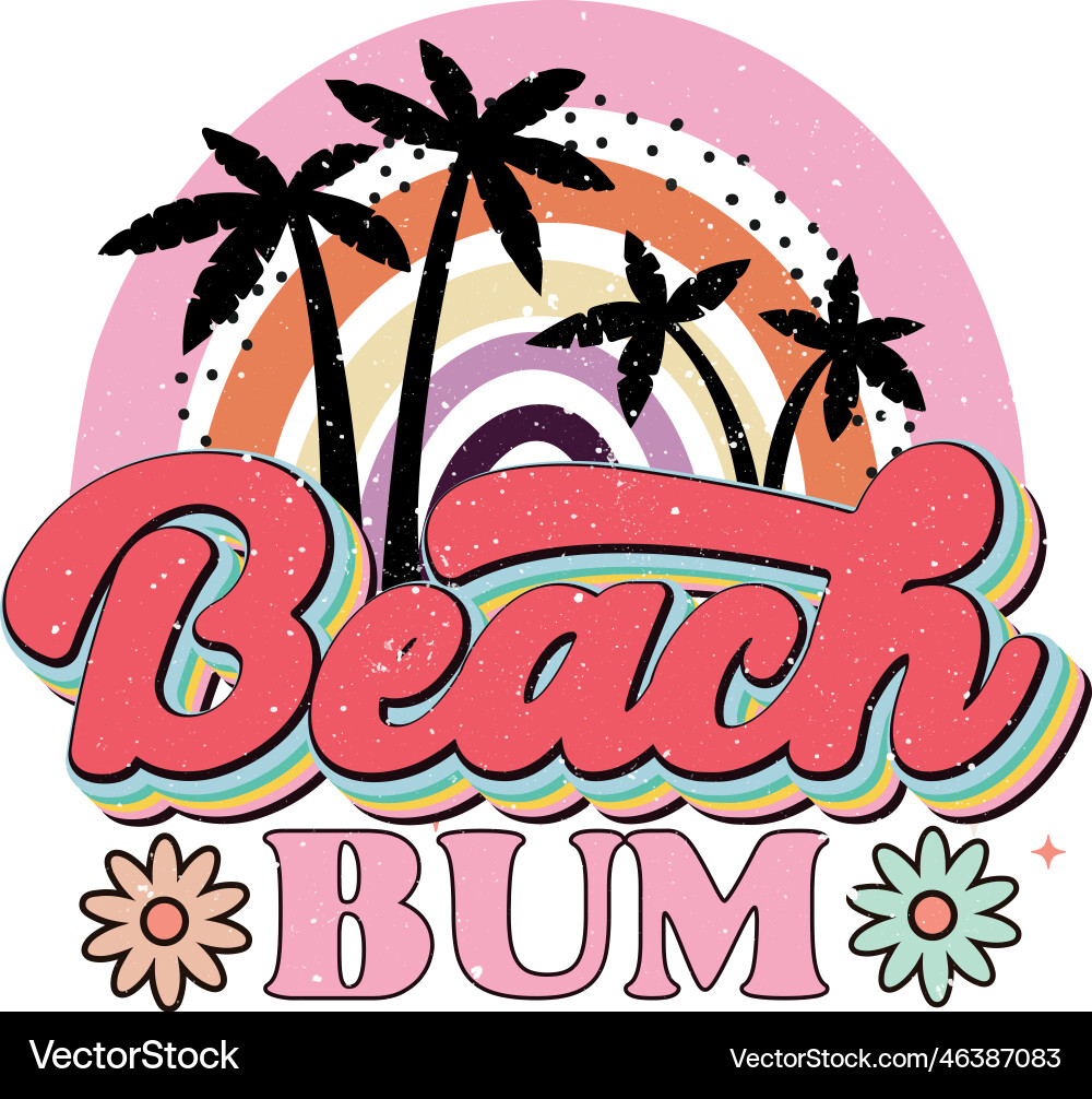 Beach bum retro png Royalty Free Vector Image - VectorStock