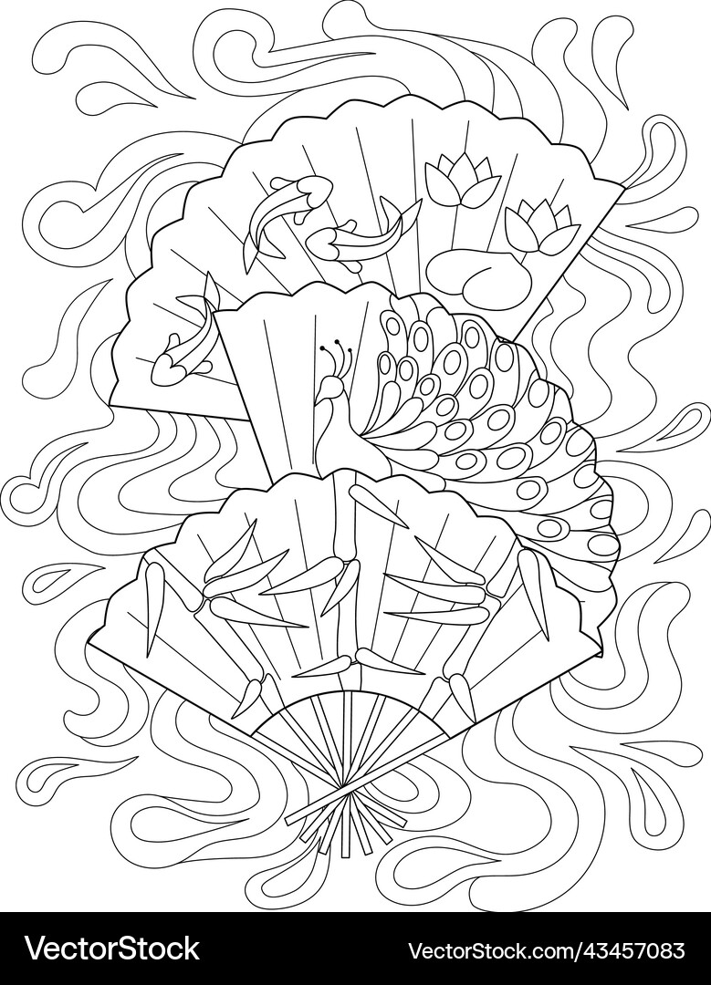 Hand Fan Coloring Page