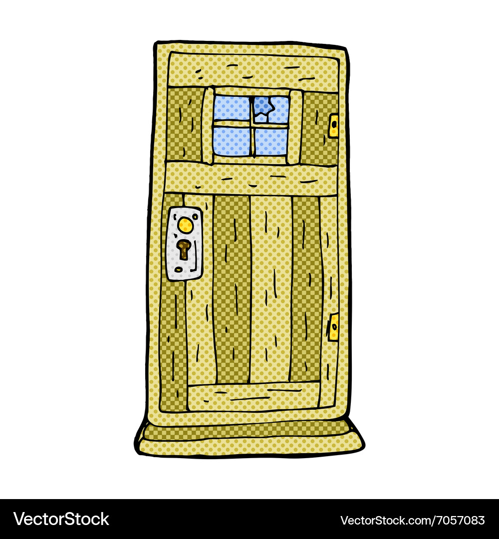Comic cartoon old wood door Royalty Free Vector Image