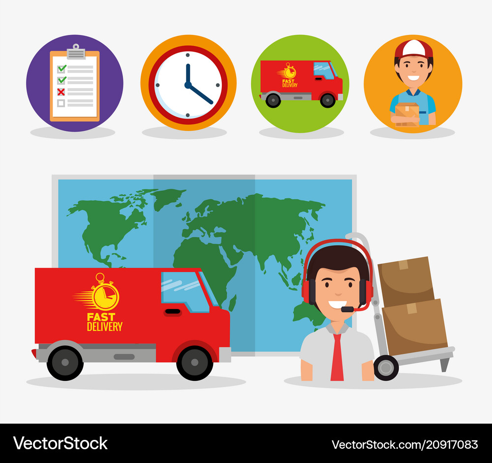 Delivery service set icons Royalty Free Vector Image