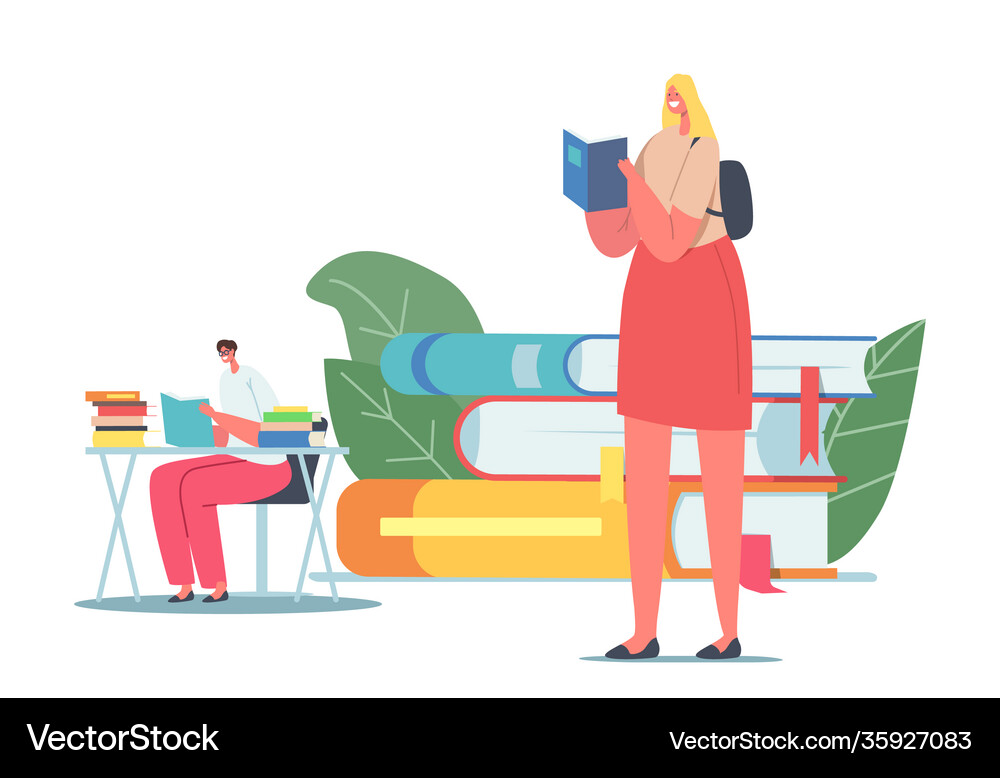 Female characters prepare to examinations Vector Image