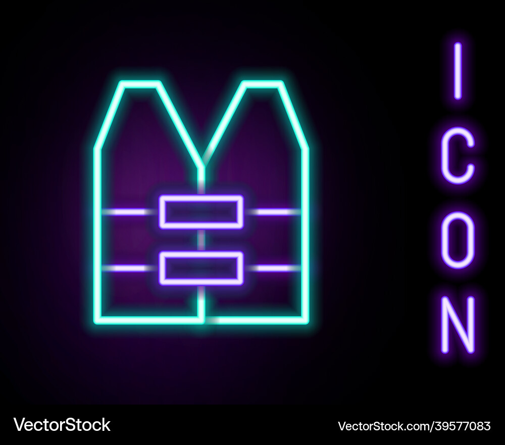 Glowing neon line life jacket icon isolated Vector Image
