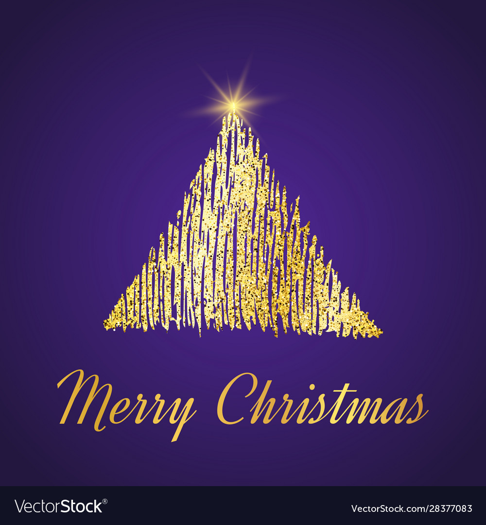 Gold glitter christmas tree in sketch style Vector Image