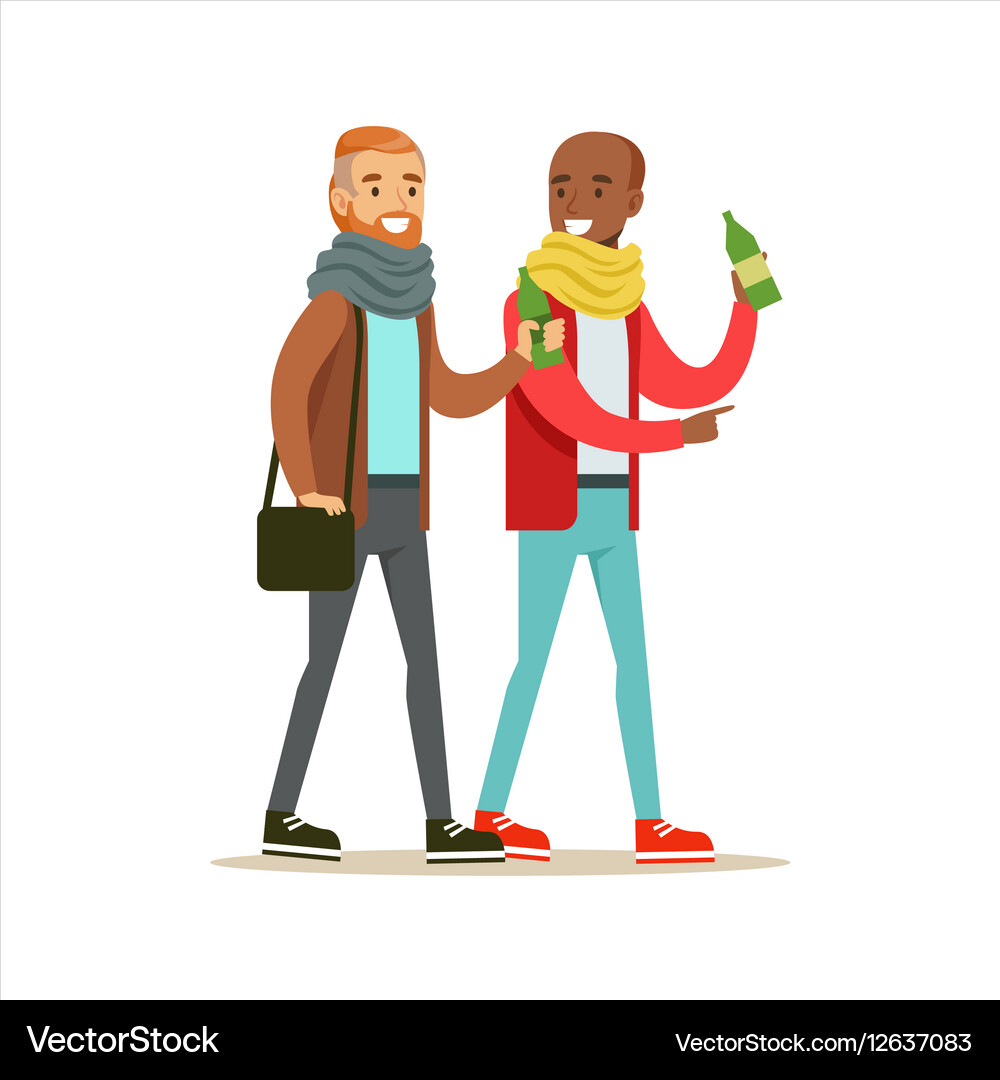 Happy best friends having a drink after work Vector Image