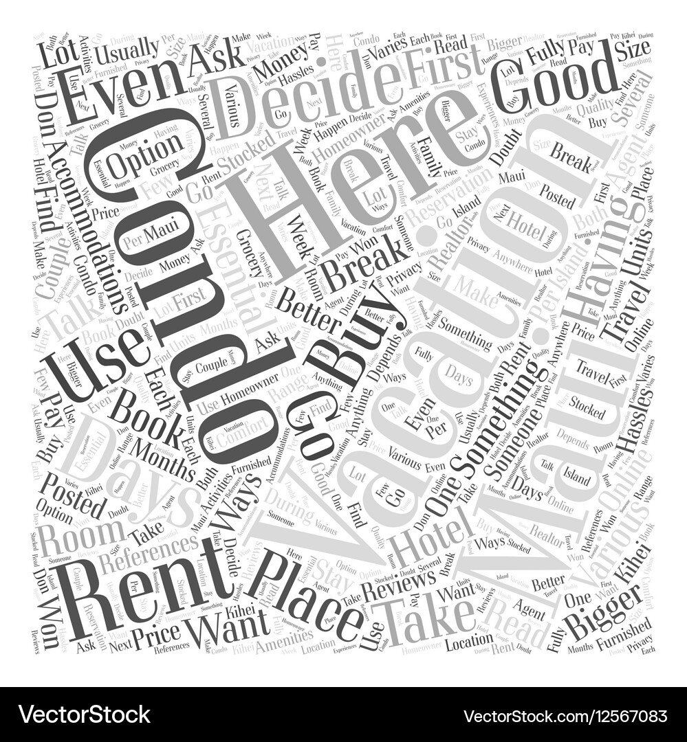 Maui vacation condo word cloud concept Royalty Free Vector
