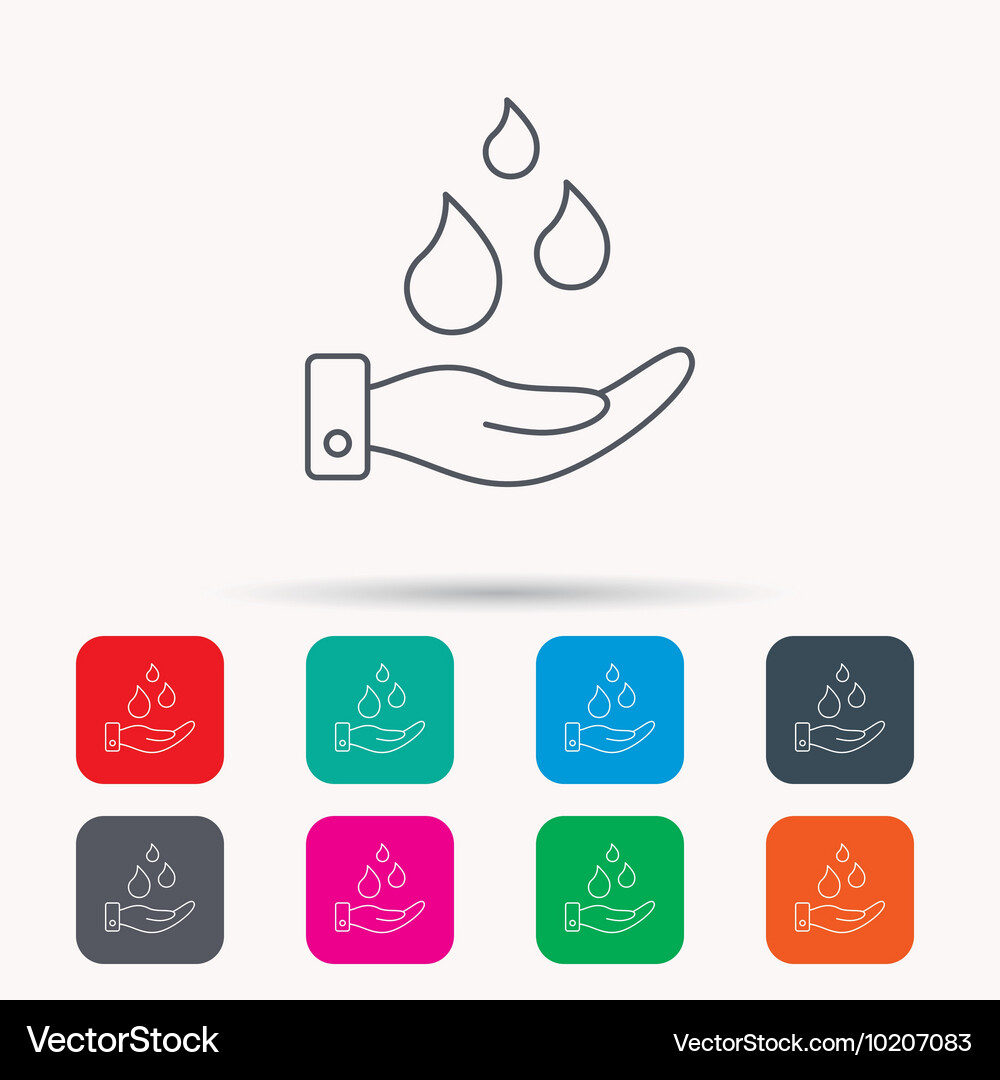 Save water icon hand with water drops sign Vector Image