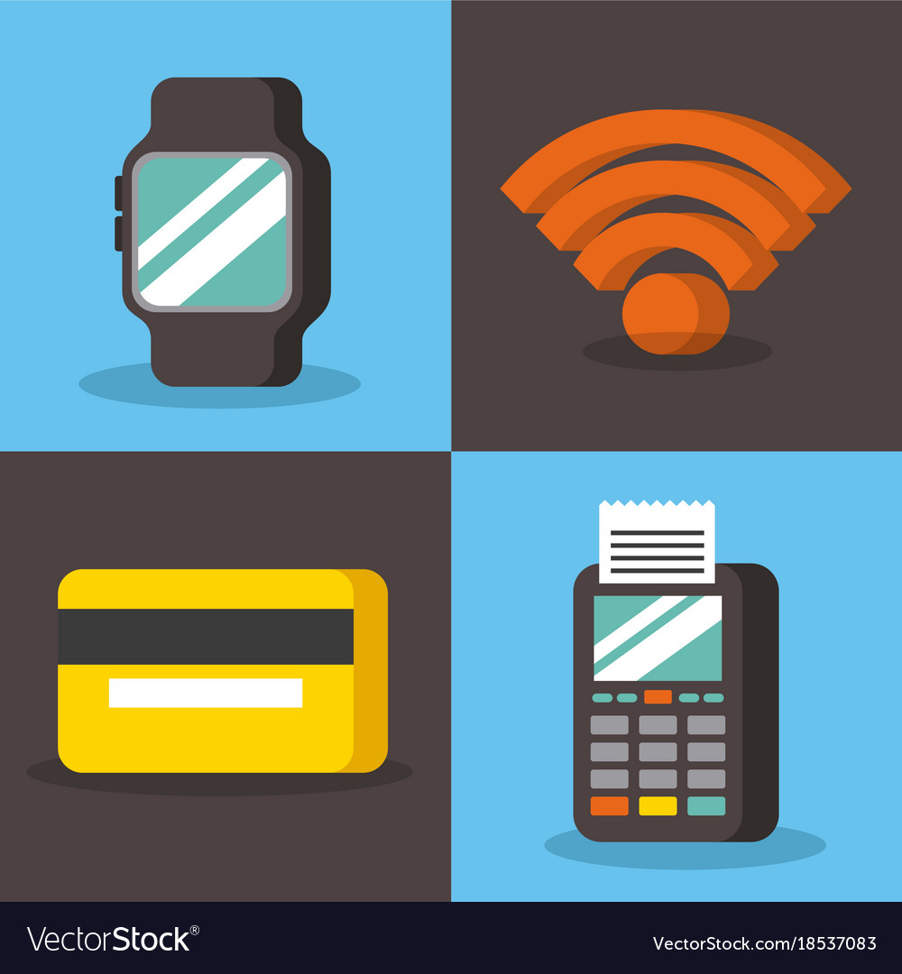 Set of payment with nfc icons contactless Vector Image Set of payment with nfc icons contactless Vector Image