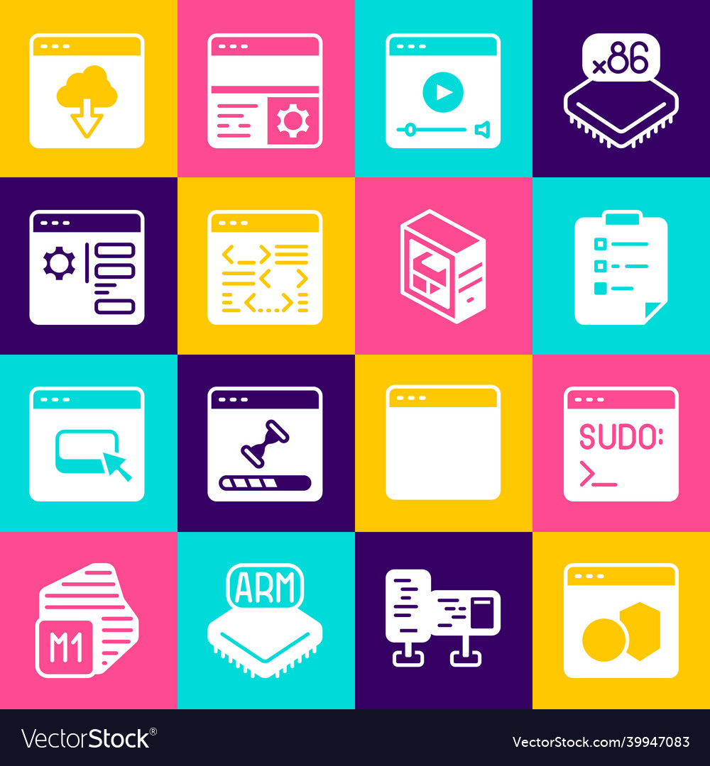 Set software code terminal clipboard Royalty Free Vector